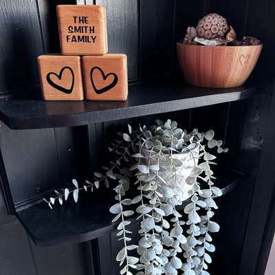 Family Wooden Blocks Art, Fireplace Decoration, Rustic Wood, Home Decor ...