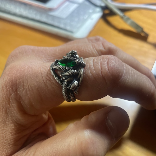 Two Snakes Ring, Sterling Silver Ring, Ring of Barahir, Elessar Ring ...