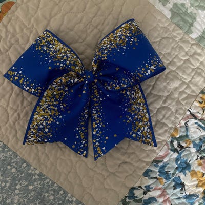 Royal Blue and White CHEER Bow Blue Ombré Glitter Cheer Bow Big Sparkly ...