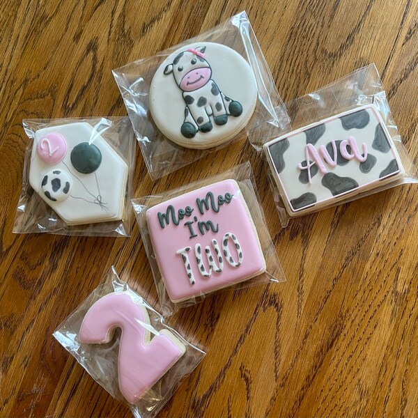 Moo Moo I’m Two | Cow Birthday Cookies - Etsy