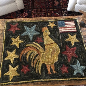 Primitive Folk Art Hooked Penny Rug Table Runner Early Style - Etsy