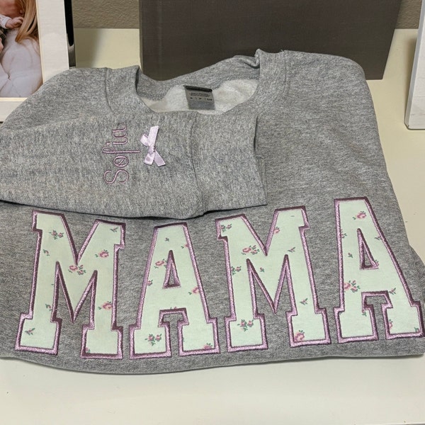 Mama Embroidered Baby Clothing Keepsake Sweatshirt Simple Mama Pullover ...