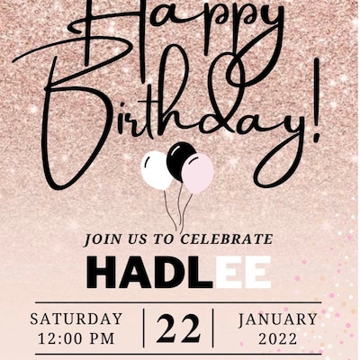 Black Birthday Invitation 5X7 Printable Corjl Digital Invitation ...