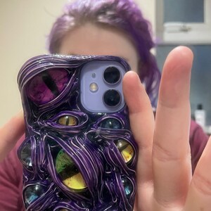 Handmade iPhone Case Glow in the Dark Purple Venom Cat Eyes Handmade ...