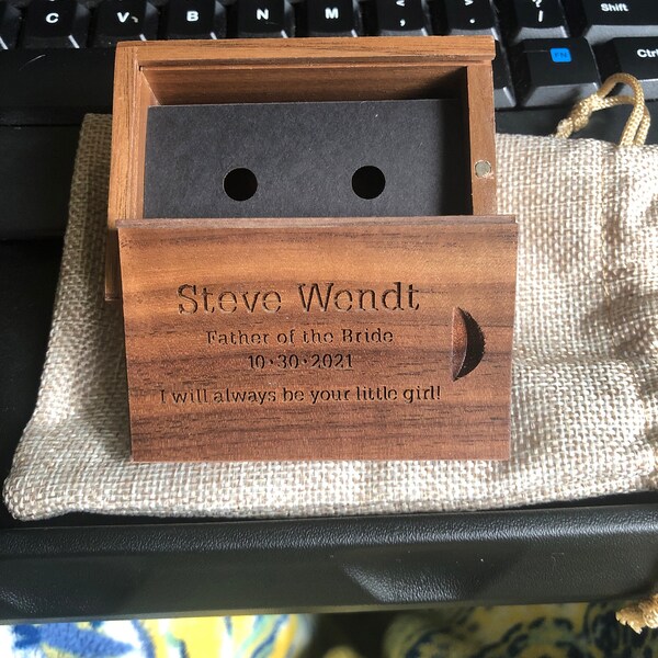 Tall Walnut Cufflink or Tie Clip Box Only ( Cuff Links NOT Included ...