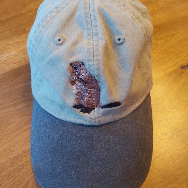 BEAVER Wildlife Hat One Embroidered Men Women Cotton Baseball Cap ...