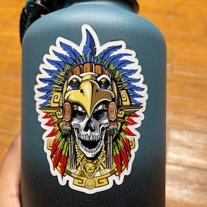 Aztec Jaguar Warrior Mask Sticker Aztec Skull Stickers Native Mexican ...