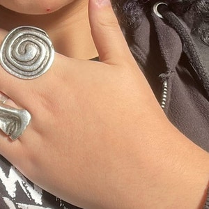 Boho Hippie Adjustable Rings. Gothic Unisex Rings. Silver Chunky Ring ...