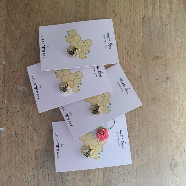 Mini Bee Pin, Tiny Gold Hard Enamel Honeybee Lapel Pin Badge, Nature ...