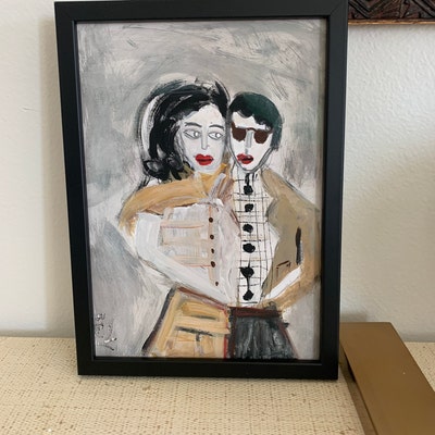 Couple in Love Portrait Art. Original Art Painting .abstract Landscape ...