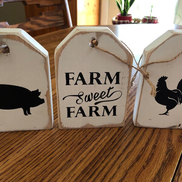 Farmhouse Tags, Farmhouse Tags Decor, Shabby Chic Decor, Tiered Tray ...