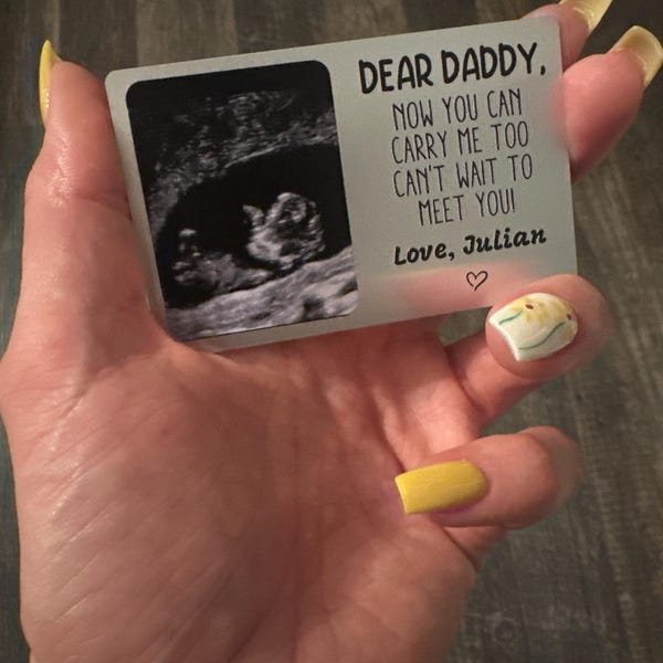 Custom Metal Ultrasound Photo Wallet Card, New Baby Sonogram Gift ...