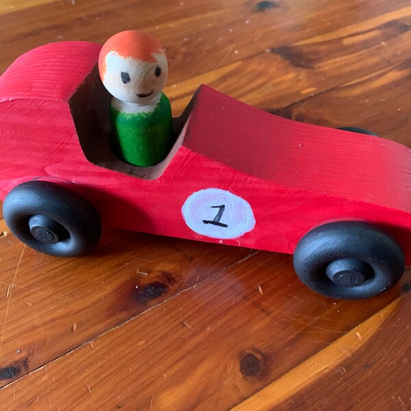 Race Car With Peg Doll Driver, Unfinished Pine and Hardwood - Etsy