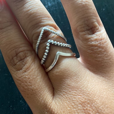 Triple Chevron Ring Boho Ring Sterling Silver Ring for - Etsy