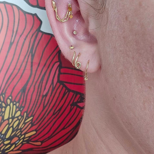 Conch Earring Hoop 16g, Conch Piercing Jewelry, Conch Hoop 14K Gold ...