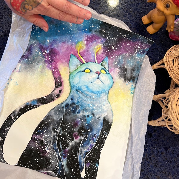 Space Cat Art, Space Art, Galaxy Print, Cat Art, Celestial Art, Space ...