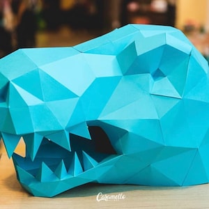 T-REX Mask Paper Craft, Papercraft Dinosaur Mask Template, 3D Low Poly ...