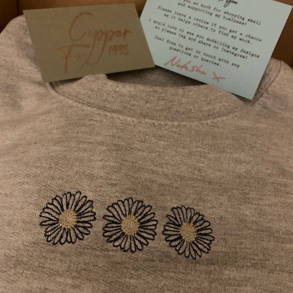 Daisy Jumper, Embroidery, Sweatshirt, Flowers, Grey Hoodie, Glitter ...