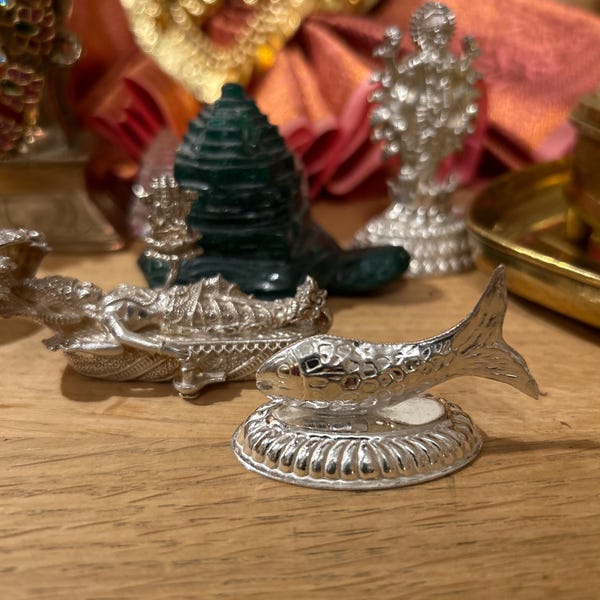 925 Silver Hindu Religious Lord Vishnus Fish, Machli Matasya Avatar ...