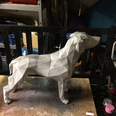 Printable DIY Template PDF. Dog pointer Low Poly Paper Model Template ...