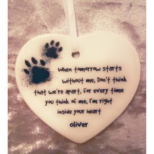 Pet Loss Memorial Plaque Bereavement Paw Print Keepsake to - Etsy UK