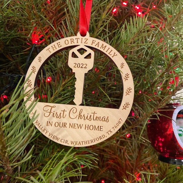 New Home Ornament, Personalized Christmas First Home Ornament, Home Key ...