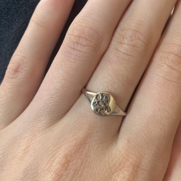 Rose Signet Ring, Flower Signet Ring, 14k Gold Rose Signet Ring , Personalized Valentine's Day ...