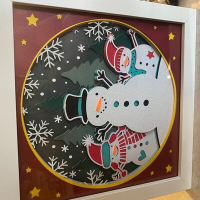 3D Snowman Shadow Box, Christmas Shadow Box SVG, Christmas Layered ...