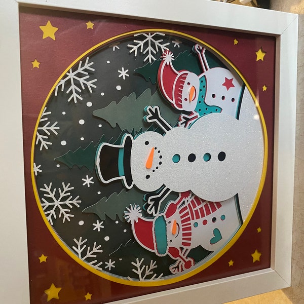 3D Snowman Shadow Box, Christmas Shadow Box SVG, Christmas Layered ...