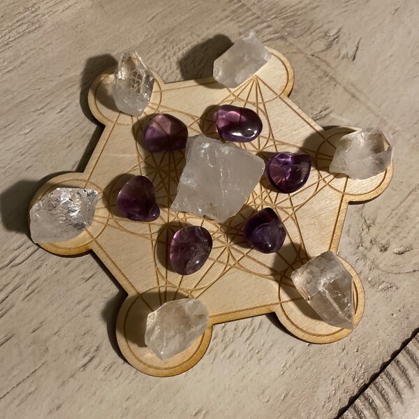 Peace Meditation Alignment Crystal Grid Kit Metatron's Cube Set ...