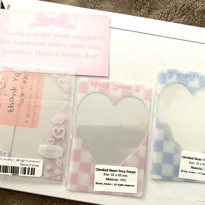 Kpop Photocard Frame Card, Checkered Heart Deco Frame, Kpop Photocard ...