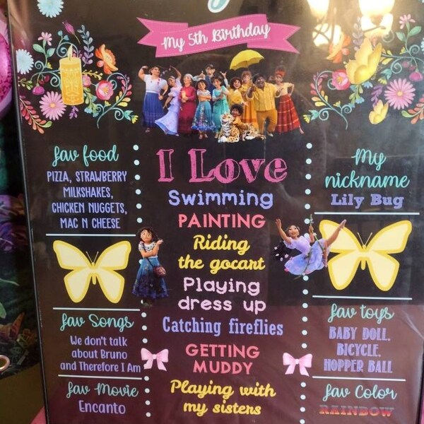 Printable Encanto First Birthday Chalkboard Sign Poster, 1st B-day ...