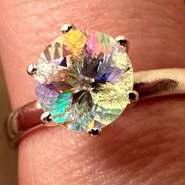 Magical Mystic Topaz Ring, Asscher Cut Stone, 925 Sterling Silver Ring ...