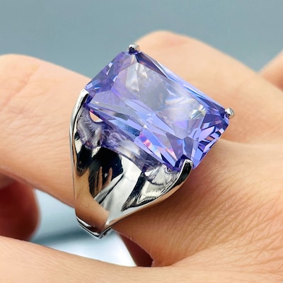 Men's Black Onyx Square Stone Handmade Silver Ring, Classic Style ...