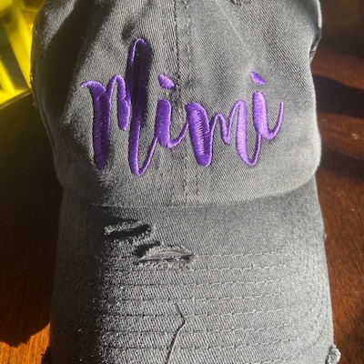 Mimi Hat Distressed Baseball Cap OR Ponytail Hat Customize Your Text ...