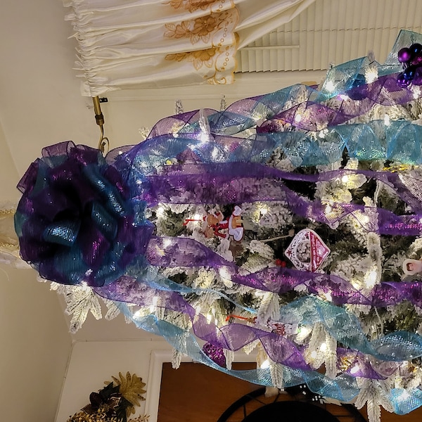 Tree Topper Bow, Large Bows, Peacock Color, Teal Purple Lime Bow - Etsy