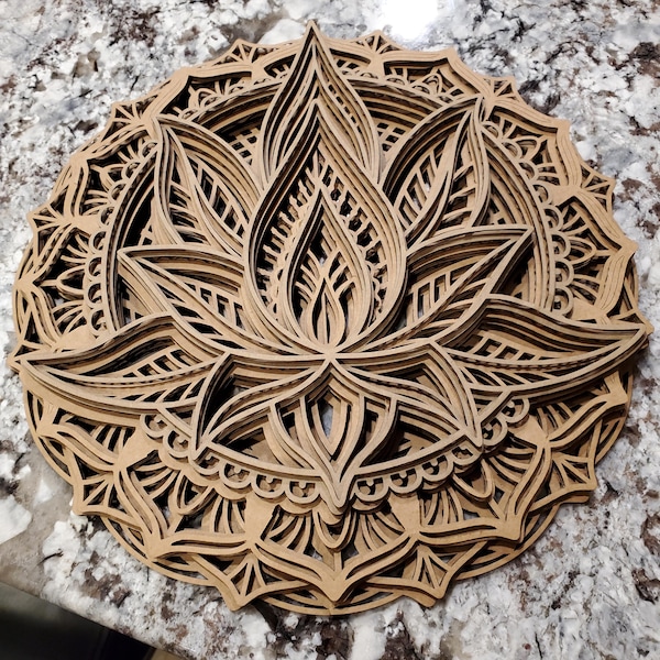 Flower Mandala SVG, Lotus Design, Layered Wood Cut Files, Laser Cutting ...