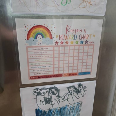 EDITABLE Rainbow Reward Chart, Rainbow Behavior Chart, Pink & Gold ...