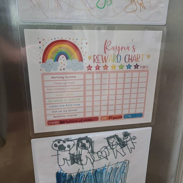 EDITABLE Rainbow Reward Chart, Rainbow Behavior Chart, Pink & Gold ...