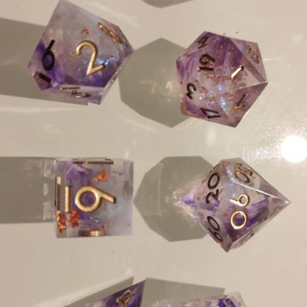 Light Purple DND Dice Set, Resin Sharp Edge Dice Set, D&D Dice Set for ...