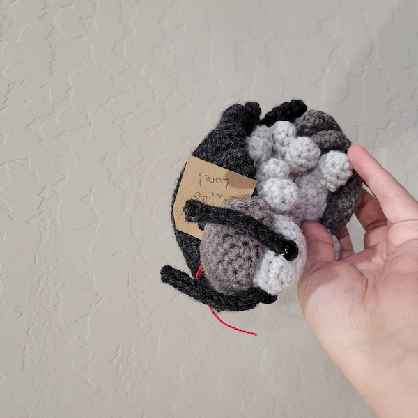 Pill Bug Plush - Roly Poly - Stuffed Crochet Animal - Greyscale - Gray ...