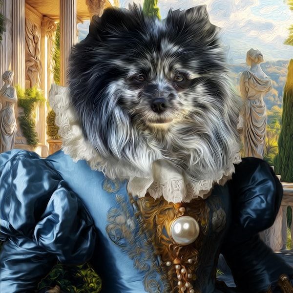 Custom Dog Portrait, King Queen Pet Art, Personalized Pet Gift ...