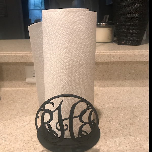 Metal Paper Towel Holder With Monogram, Personalized Home Decor ...
