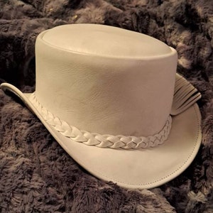 Leather Top Hat Rocker Style Conchos Band Black Color Handmade With 100 ...