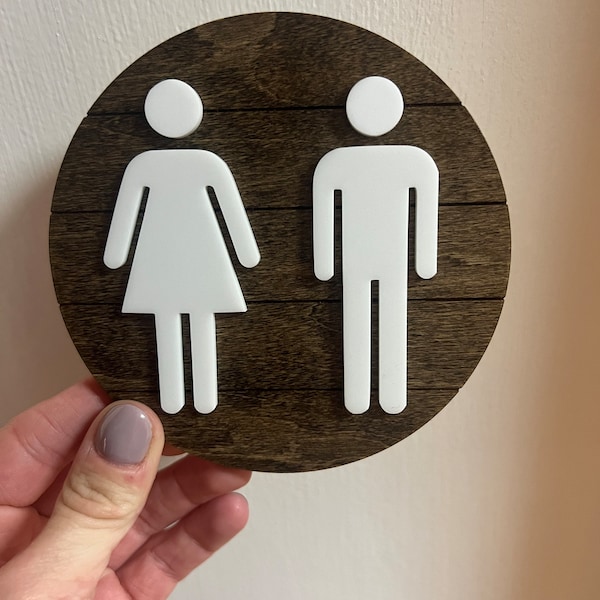 3D Restroom Shiplap Sign, Mini Bathroom Signs, Farmhouse Bathroom Decor ...