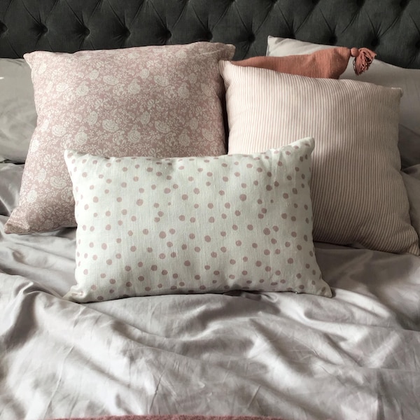 Neptune 'orla' Flax Blue Thistle Pattern Fabric Handmade Cushion Covers ...