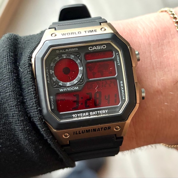 Custom Casio World Time Watch, Silver, Black, Gold With Color Screen ...