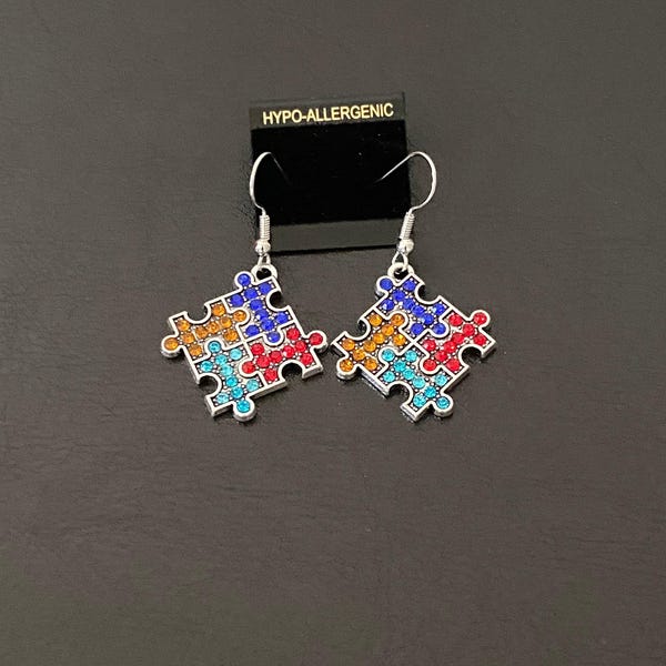 Multicolored Rhinestone Autism Awareness Puzzle Piece Charm - Etsy