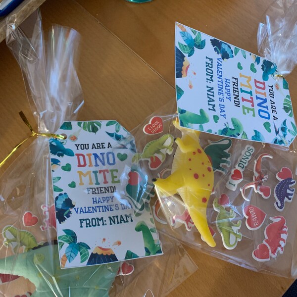 Dinosaur Valentine Tag Dino Valentine's Day Exchange Card Dinomite ...