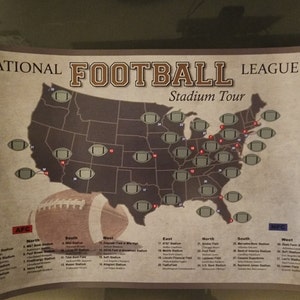 Pro Football Stadium Scratch off Map, Football Stadium Bucket List ...